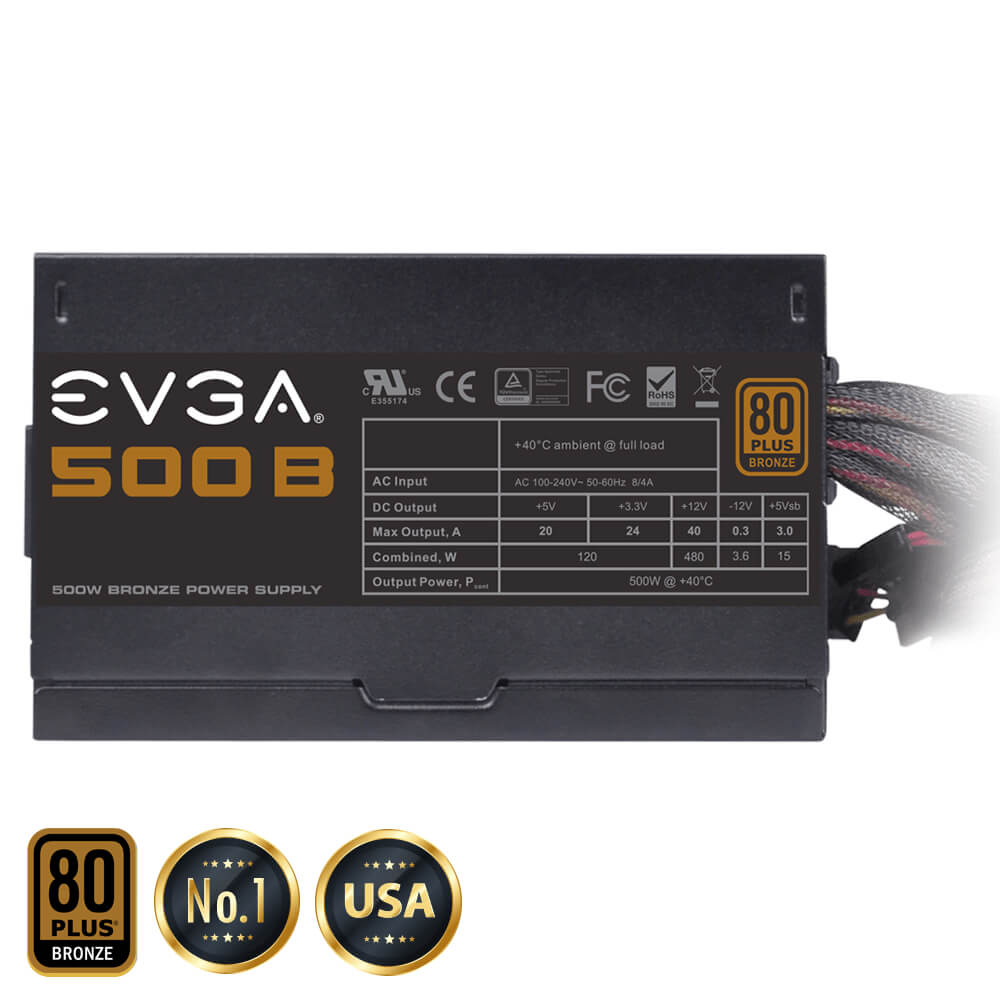 EVGA 500 B1 - 80+ BRONZE 500W - Hard Line - Hoàng Phương