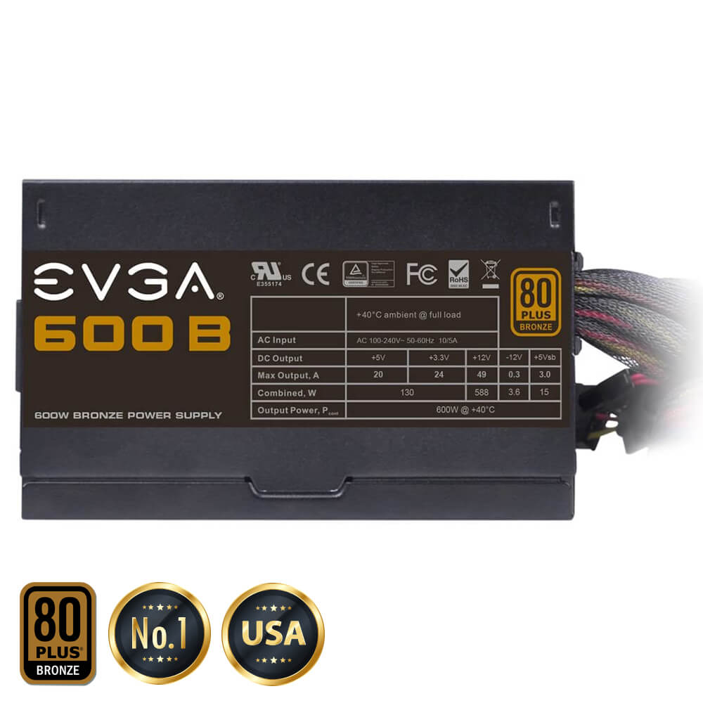 EVGA 600 B1 - 80+ BRONZE 600W - Hard Line - Hoàng Phương